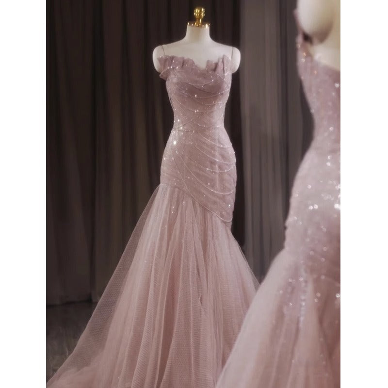 Light Pink Tassel Long Prom Dress A Line Formal Dress Evening Dress 124 ...